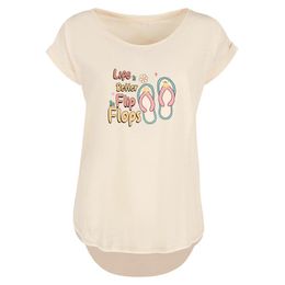 F4NT4STIC Long Cut T-Shirt Life Is Better In Flip Flops in Whitesand | Gr.: L