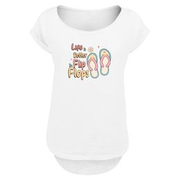 F4NT4STIC Long Cut T-Shirt Life Is Better In Flip Flops in wei&szlig; | Gr.: S