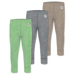 Normani Outdoor Sports 3er Pack Baby Merino Hose Unterhose „Tihoi" in Beige/Grau/Grün | Gr.: 80