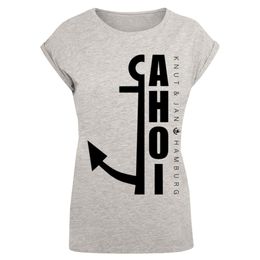 F4NT4STIC T-Shirt Ahoi Anker Knut & Jan Hamburg in grau meliert | Gr.: XXL