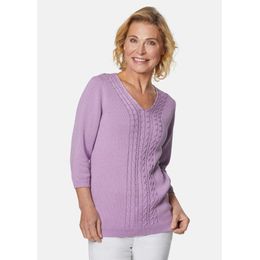 GOLDNER Kurzgröße: V-Pullover Superweicher V-Pullover, Leichtstrick in violett | Gr.: 21