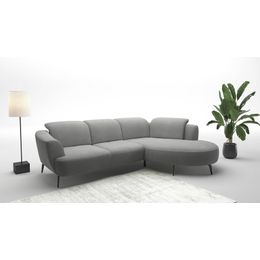 Sit & More Ecksofa SIT & MORE "Zoe", grau, B:309cm H:87cm T:199cm, 95% Polyester, 5% Polyamid, Sofas, Ecksofa, ink.Sitztiefenverstellung, wahlweise mit Kopfteilverstellung