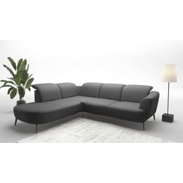Sit & More Ecksofa SIT & MORE "Zoe", grau (dunkelgrau), B:300cm H:87cm T:267cm, 95% Polyester, 5% Polyamid, Sofas, Ecksofa, ink.Sitztiefenverstellung, wahlweise mit Kopfteilverstellung