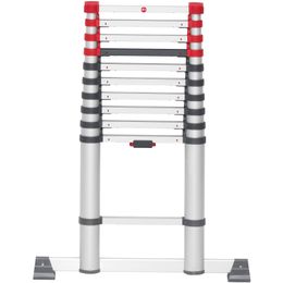 Teleskopleiter Hailo "FlexLine", grau (aluminiumfarben), B:47cm H:99cm L:9cm, Aluminium, Leitern, Alu-Sicherheits-Teleskopleiter 11 Sprossen