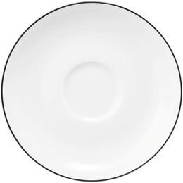 Untertasse Seltmann Weiden "Lido Black Line", schwarz-weiß (weiß, schwarz), B:11,9cm H:2cm L:11,9cm T:11,9cm Ø:11,9cm, Porzellan, Speiseteller, Espressountertasse 12 cm