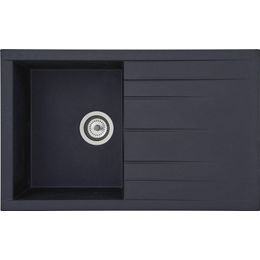 Einbauspüle respekta, schwarz, B:80cm H:21cm T:50cm, Verbundwerkstoff, Küchenspülen