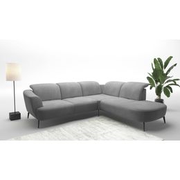 Sit & More Ecksofa SIT & MORE "Zoe", grau, B:300cm H:87cm T:267cm, 100% Polyester, Sofas, Ecksofa, ink.Sitztiefenverstellung, wahlweise mit Kopfteilverstellung