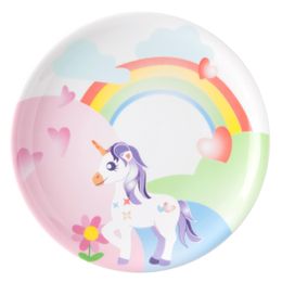 Speiseteller Seltmann Weiden "Compact - Mein kleines Einhorn", bunt (weiß, bunt), B:25,4cm H:2,5cm L:25,4cm T:25,4cm Ø:25,4cm, Porzellan, Speiseteller, rund 25,5 cm
