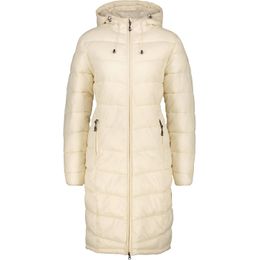 alife and kickin Steppjacke ALIFE & KICKIN "Damen FrancesAK A", Damen, Gr. L, weiß (chalk), 100% Polyester, tailliert knielang, elastischer Bund, Jacken, Ultraleichter Damen Steppmantel Kapuze mit regulierbarem Gummiband