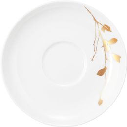 Untertasse Seltmann Weiden "Liberty - Golden Rose Hip", gold (weiß, goldfarben), B:13cm H:2cm L:13cm T:13cm Ø:13cm, Porzellan, Speiseteller, Teeuntertasse 13 cm