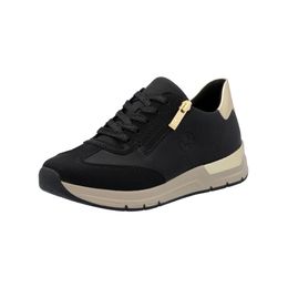 Sneaker Rieker "Rieker Sneaker Lederimitat", Damen, Gr. 38, gold (schwarz, gold), Lederimitat, Schuhe