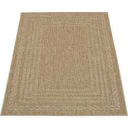 Paco Home Teppich »Liege 390« rechteckig 4 mm Höhe Flachgewebe, melierte Sisal Optik, mit Bordüre, Outdoor geeignet beige Obermaterial: 100%...