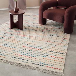 Wecon Home Teppich &raquo;Maddie&laquo; rechteckig 11 mm H&ouml;he handgewebt, robust, strapazierf&auml;hig, skandinavisch, Naturfaser ivory blue Obermaterial: 100%...