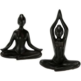 I.GE.A. Dekofigur &raquo;Yoga-Frau&laquo; 2er Set, Yogafigur, Yogaskulptur schwarz Keramik