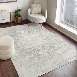 Teppich &raquo;SYRACUSA&laquo; rechteckig 12 mm H&ouml;he Kurzflor Orientteppich, Wohnzimmer, Schlafzimmer, Orange grau Kunstfaser