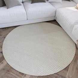 Wecon Home Wollteppich &raquo;Hamptons THIRTYEIGHT&laquo; rund 11 mm H&ouml;he Schurwolle, Kurzflor, Wohn- & Schlafzimmer, elegant, Waben-Muster beige Schurwolle