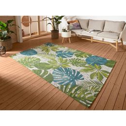 Hanse Home Outdoorteppich »Tropical Leaves« rechteckig 3 mm Höhe In-& Outdoor, Wetterfest, Balkon, Garten, Wohnzimmer, Floral, Palme türkis,grün B...