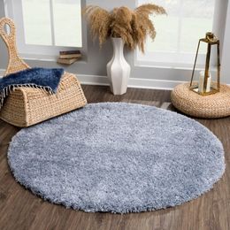 Sanat Hochflor-Teppich &raquo;Porto&laquo; rund 45 mm H&ouml;he Wohnzimmer, Langflor, Shaggy Teppich blau Kunstfaser