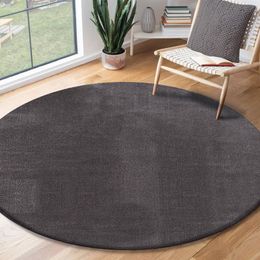 the carpet Teppich »Relax round« rund 16 mm Höhe waschbarer Wohnzimmer Teppich modern rutschfest Anthrazit Obermaterial: 100% Polyester Ø 200 cm...
