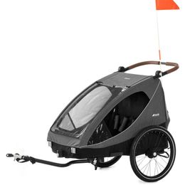 hauck Fahrradkinderanhänger »2in1 Bike Trailer und Buggy Dryk Duo, melange grey« für 2 Kinder; inklusive Deichsel melange grey