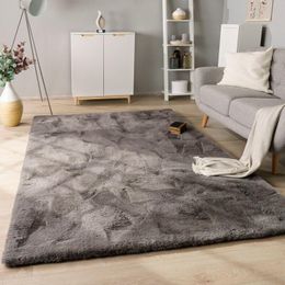 Paco Home Hochflor-Teppich »Rabbit Deluxe 860« rechteckig 39 mm Höhe Kunstfell, Uni-Farben, sehr weicher Flor, Wohnzimmer, Schlafzimmer Anthrazit...