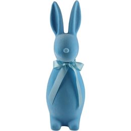 AM Design Dekofigur &raquo;Hase mit Schleife in samtiger Flock-Haptik&laquo; Osterdeko, in zwei Gr&ouml;&szlig;en blau