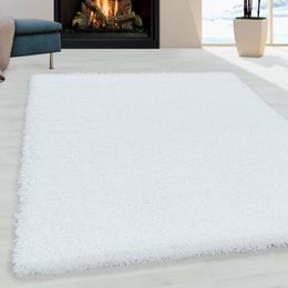 Ayyildiz Teppiche Hochflor-Teppich »SYDNEY 3000« rechteckig 50 mm Höhe Shaggy, Langflor, uni, auch in rund, Wohnzimmer weiß Obermaterial: 100%...