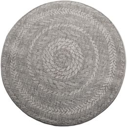 Paco Home Teppich &raquo;Malmedy 490&laquo; rund 4 mm H&ouml;he Flachgewebe, melierte Sisal-Optik, In- und Outdoor geeignet grau Obermaterial: 100% Polypropylen &Oslash;...