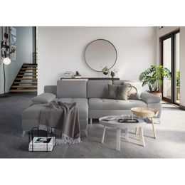 Sit & More SIT&MORE Ecksofa »Latigo L-Form« mit Recamiere, wahlweise mit Bettfunktion und Bettkasten grau