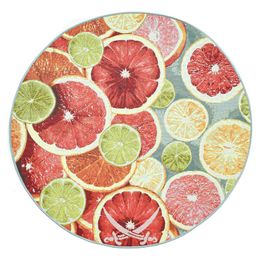 Sansibar Teppich &raquo;Rantum Beach 003&laquo; rund 5 mm H&ouml;he Flachgewebe, modernes Sommer Design, In- und Outdoor geeignet orange/multi Obermaterial: 78%...