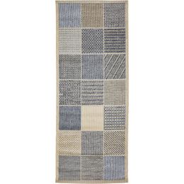 ANDIAMO Läufer »Clyde 2« rechteckig 5 mm Höhe Flachgewebe, Patchwork Design, In- und Outdoor geeignet beige/blau Obermaterial: 100% Polypropylen B...