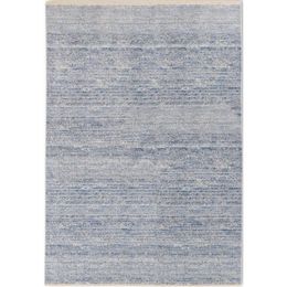Schöner Wohnen Kollektion SCHÖNER WOHNEN-KOLLEKTION Teppich »Charme 240« rechteckig 6 mm Höhe leichter Kurzflor, Fransen, Wohnzimmer blau Obermaterial: 100% Polyester B :...
