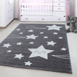 Ayyildiz Teppiche Kinderteppich »Kids 610« rechteckig 12 mm Höhe auch in rund, Motiv Sterne, Kurzflor grau Obermaterial: 100% Polypropylen B : 200...