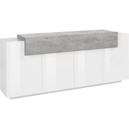 Inosign Sideboard »Coro, Kommode, Schrank, Kredenz, grifflos mit Einlegeböden« 1 Klappe, 4 Türen, Doppeltiefe, B/T/H 200x45x85, 6cm weiß...