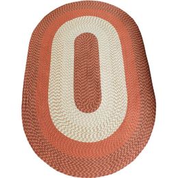 Dreams Teppich »Flecht-Teppich« oval 10 mm Höhe Flachgewebe, gestreift, handgefertigt, Scandi Look, Wohnzimmer terra Obermaterial: 100% Polyester B...