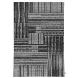 Tom Tailor HOME Teppich »Stripy Pat« rechteckig 5 mm Höhe Flachgewebe, modernes Patchworkdesign, gestreift, Chenille, Wohnzimmer grau Obermaterial:...