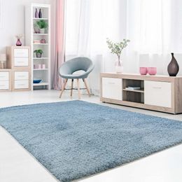 Carpet City Teppich »Softshine 2236« rechteckig 14 mm Höhe Läufer, Hochflor, besonders weich, robust, Uni, Wohnzimmer aquablau Obermaterial: 100%...