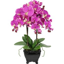 I.GE.A. Kunstblume »Künstliche Orchidee in Schale Phalaenopsis Kunstblume Blume« Kunstorchidee Deko Dekoblume Seidenblume dunkelrosa
