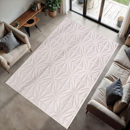 Ayyildiz Teppiche Teppich »DOHA 1655« rechteckig 4 mm Höhe Läufer, 3D Hoch-Tief-Effekt, weicher Kurzflor, In- und Outdoor Creme Obermaterial: 100%...