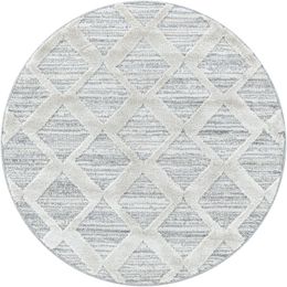 Ayyildiz Teppiche Teppich »PISA 4703« rund 20 mm Höhe auch rechteckig, Hoch Tief Struktur, Wohnzimmer, Schlafzimmer grau Obermaterial: 100%...