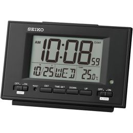 Seiko Quarzwecker Wecker, Digitalwecker, Schlafzimmer, autom. Kalender, Beleuchtung schwarz N&uuml;tzlicher Wecker