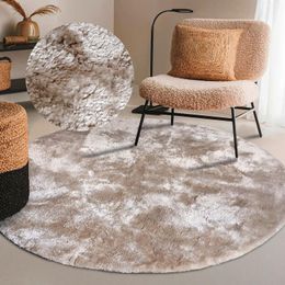 ELLE DECORATION Hochflor-Teppich »Calida« rund 28 mm Höhe Langflor, Shaggy, einfarbig, flauschig, weich, glänzend, modern, uni Creme Obermaterial:...