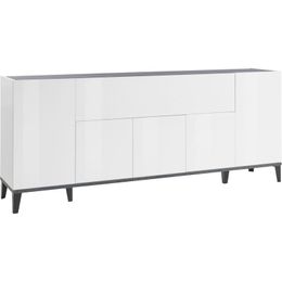 Inosign Sideboard »Sunrise« Kommode mit 5 Türen und 1 Klapptür, Breite 200 cm weißHG/schiefer Maße B/T/H: ca. 200/40/82 cm
