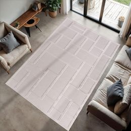 Ayyildiz Teppiche Teppich »DOHA 1657« rechteckig 4 mm Höhe Läufer, 3D Hoch-Tief-Effekt, weicher Kurzflor, In- und Outdoor Creme Obermaterial: 100%...