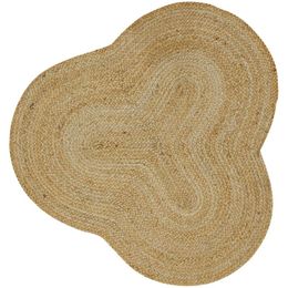 CarpetFine Teppich »Alia Juteteppich« wolkenförmig 10 mm Höhe handgewebt aus Jute, Naturteppich, Sonderform blau, Boho Style, uni Natur...