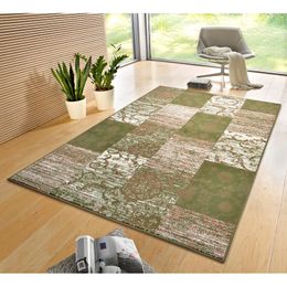 Hanse Home Teppich &raquo;Bloques&laquo; rechteckig 9 mm H&ouml;he Kurzflor, Weich, Mehrfarbig, Wohnzimmer, Schlafzimmer, Esszimmer creme/gr&uuml;n Oberfl&auml;che: 100%...