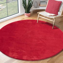 the carpet Teppich »Relax round« rund 16 mm Höhe waschbarer Wohnzimmer Teppich modern rutschfest Rot Obermaterial: 100% Polyester Ø 200 cm 1 Stk.