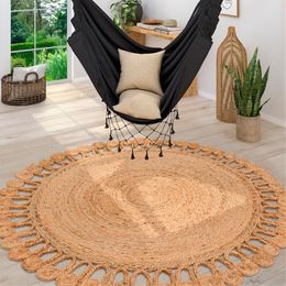 Paco Home Teppich »Viborg 597« rund 13 mm Höhe handgefertigter Natur-Teppich, Jute, Modern, Boho, Ethno natur Obermaterial: 100% Jute Ø 200 cm 1...