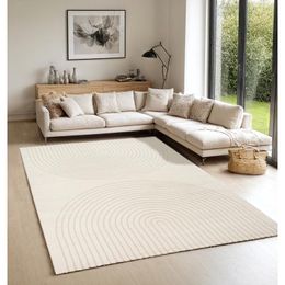 the carpet Teppich »Elisa« rechteckig 12 mm Höhe moderner Wohnzimmer Teppich weicher Flor Creme Obermaterial: 50% Polypropylen, 50% Polyester B :...