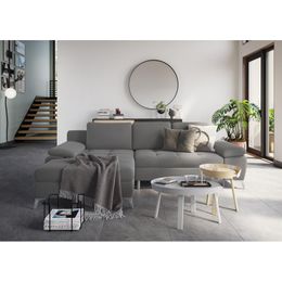 Sit & More SIT&MORE Ecksofa »Latigo L-Form« mit Recamiere, wahlweise mit Bettfunktion und Bettkasten grau